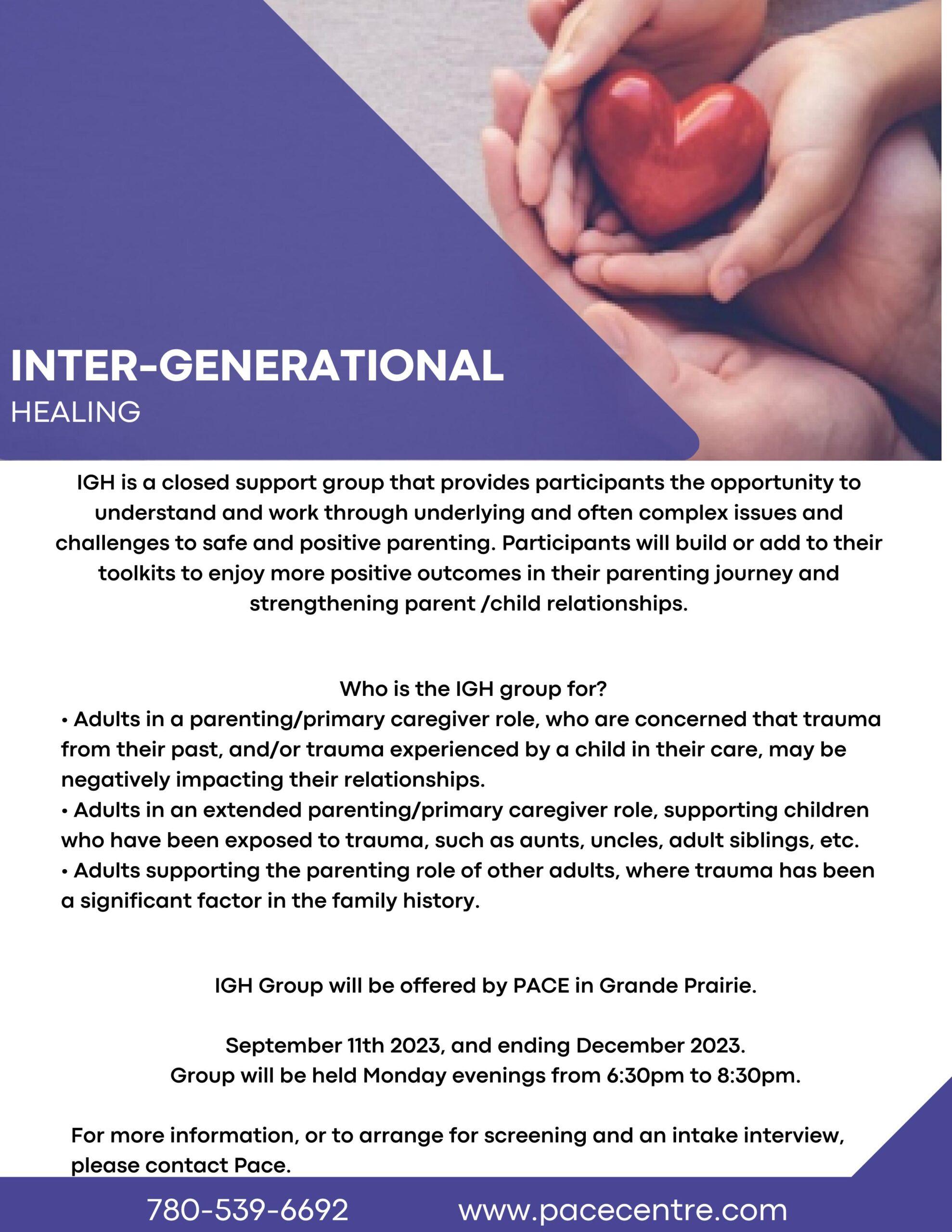 Inter-Generational Healing Support Group - PACE Centre